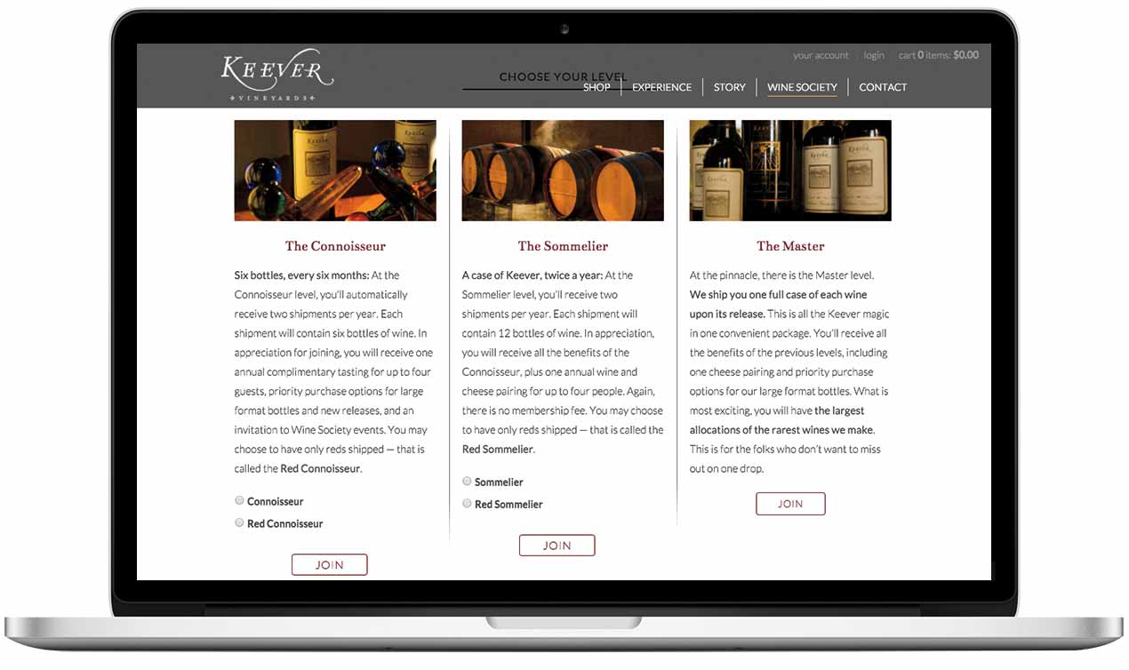 Keever Vineyards WineDirect to Commerce7 Rebuild | Tarfoot